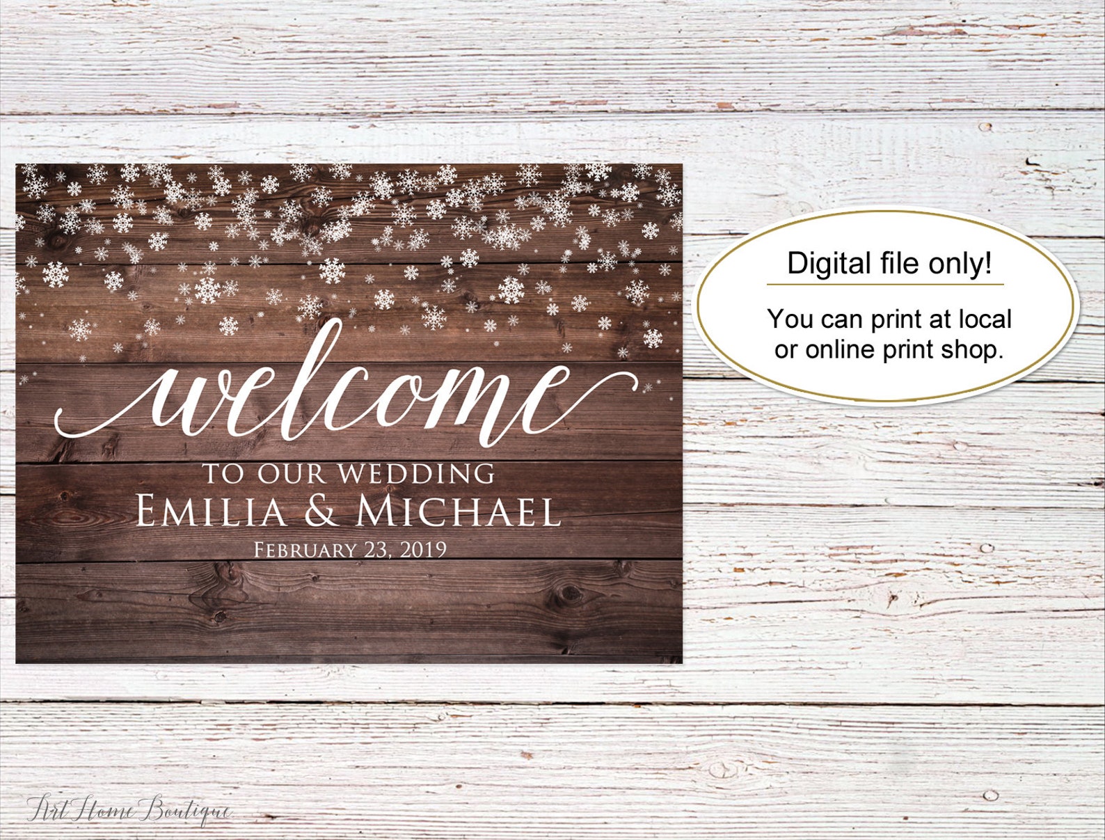 Rustic Winter Wedding Welcome Sign Snowflakes Welcome Wedding - Etsy