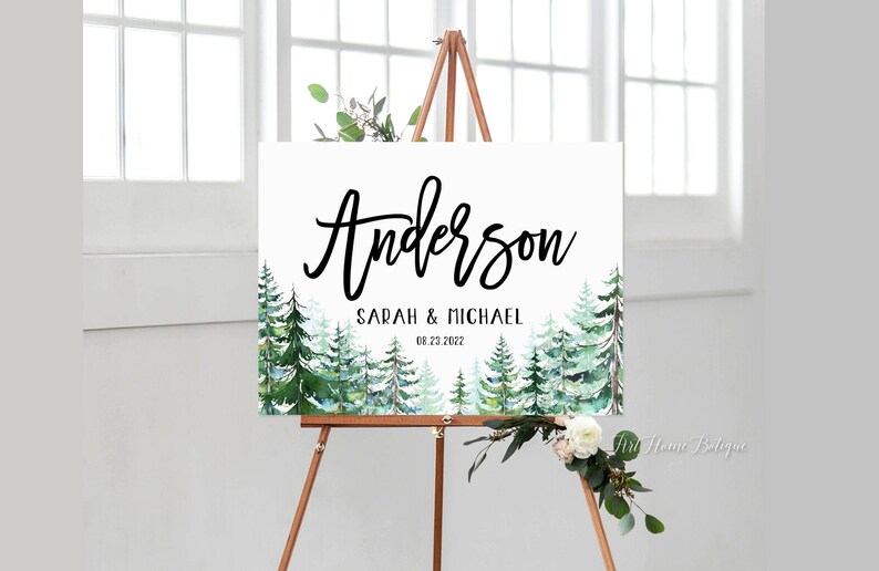 Pine Forest Wedding Welcome Sign Forest Welcome Sign - Etsy