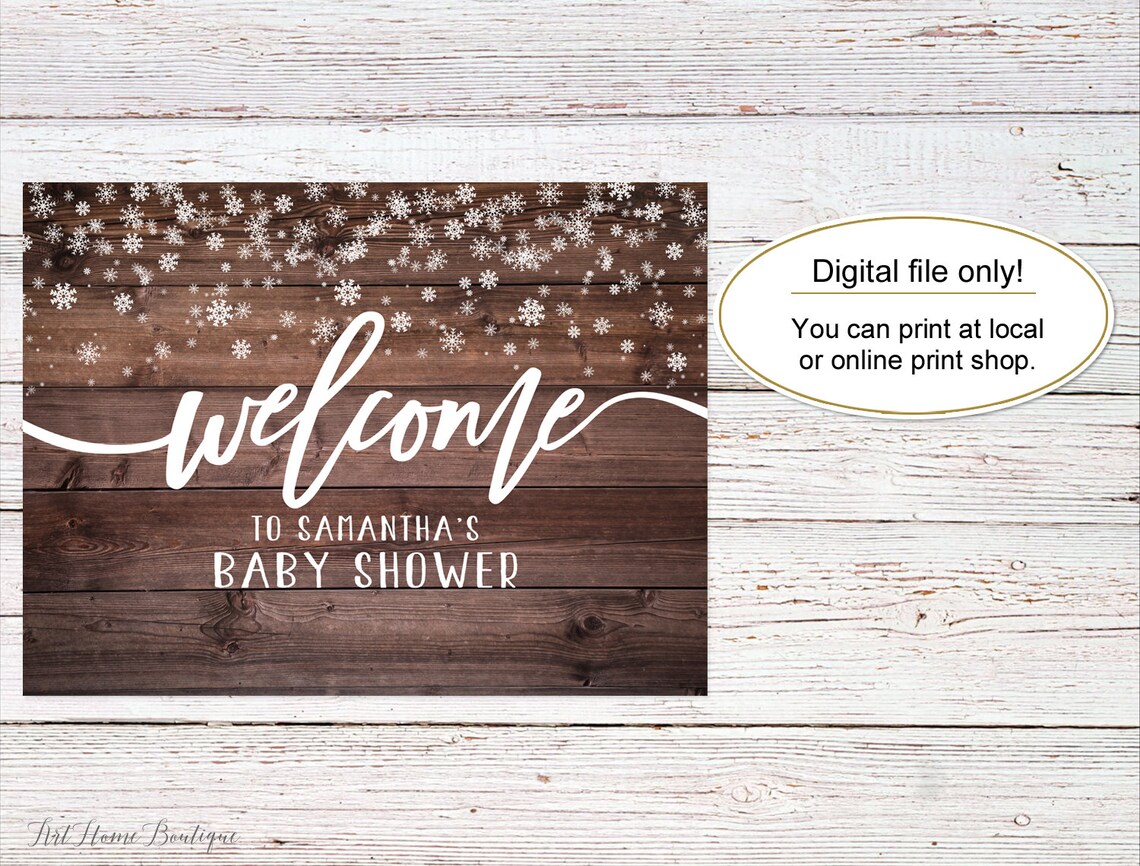 Rustic Winter Baby Shower Welcome Sign Snowflakes Baby Shower | Etsy