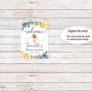 Honey Bridal Shower Sign, Dusty Blue Honey Bee Bridal Shower Welcome ...