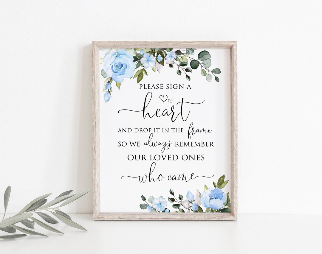Please Sign A Heart Sign, Heart Drop Guest Book Sign, Sign a Heart and ...