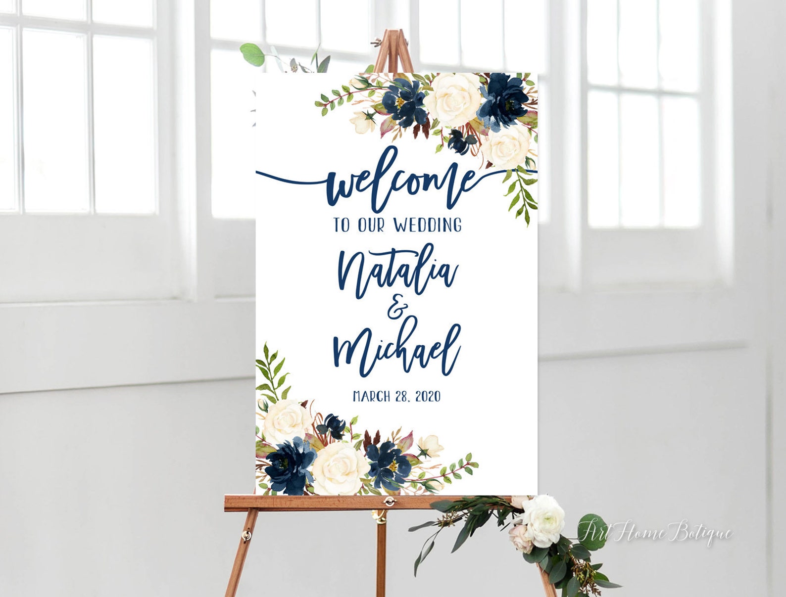 Wedding Welcome Sign Navy Wedding Sign Welcome to Our - Etsy