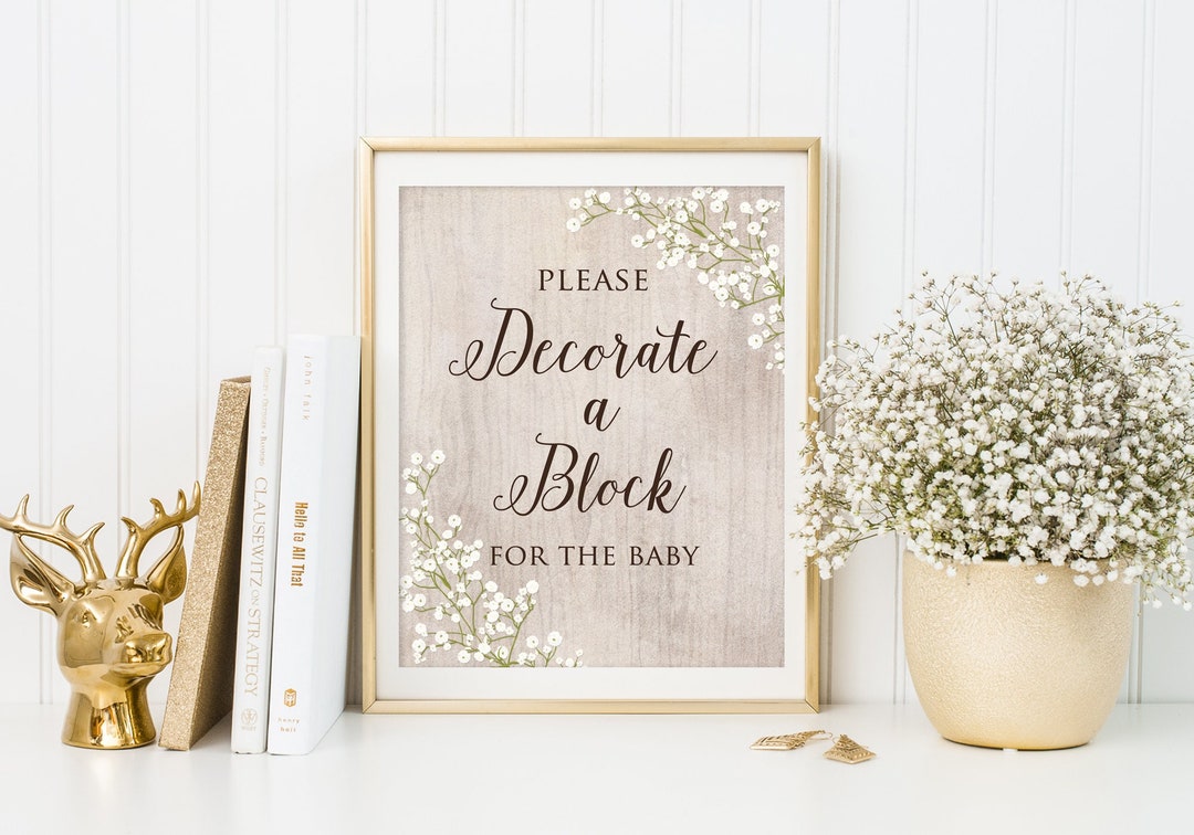 Please Decorate a Block for the Baby, Decorate a Block Sign, Rustic ...