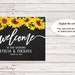 Sunflowers Wedding Welcome Sign, Chalkboard Welcome Wedding Sign ...