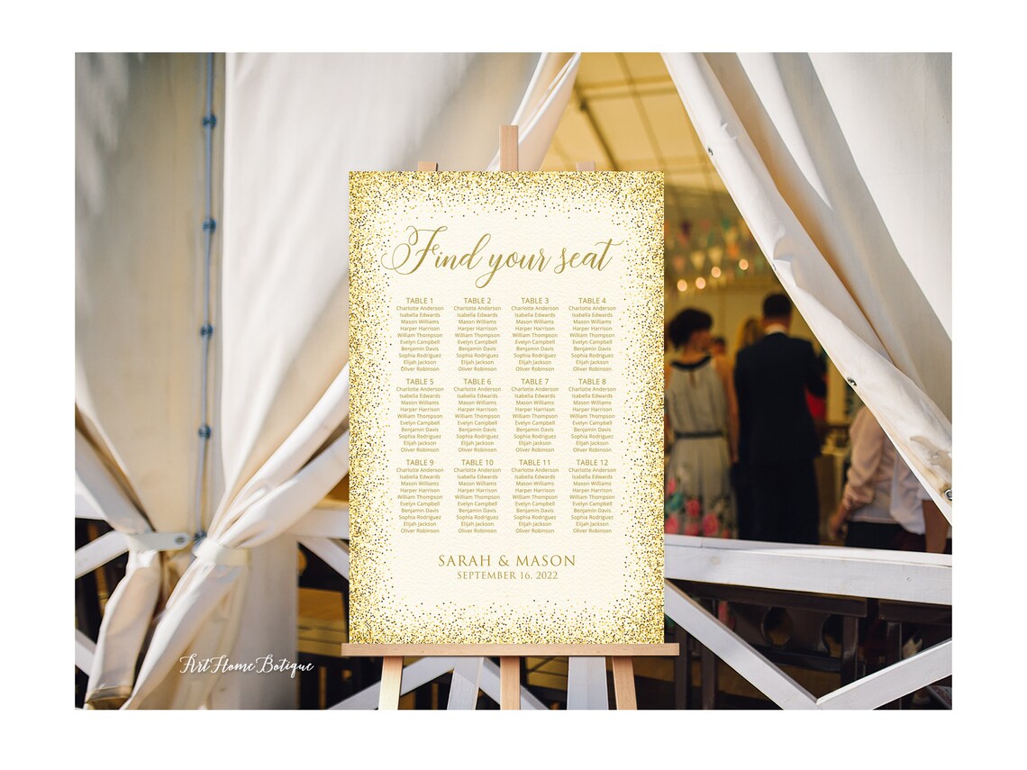 Ivory Wedding Seating Chart Gold Wedding Seating Plan Ivory - Etsy