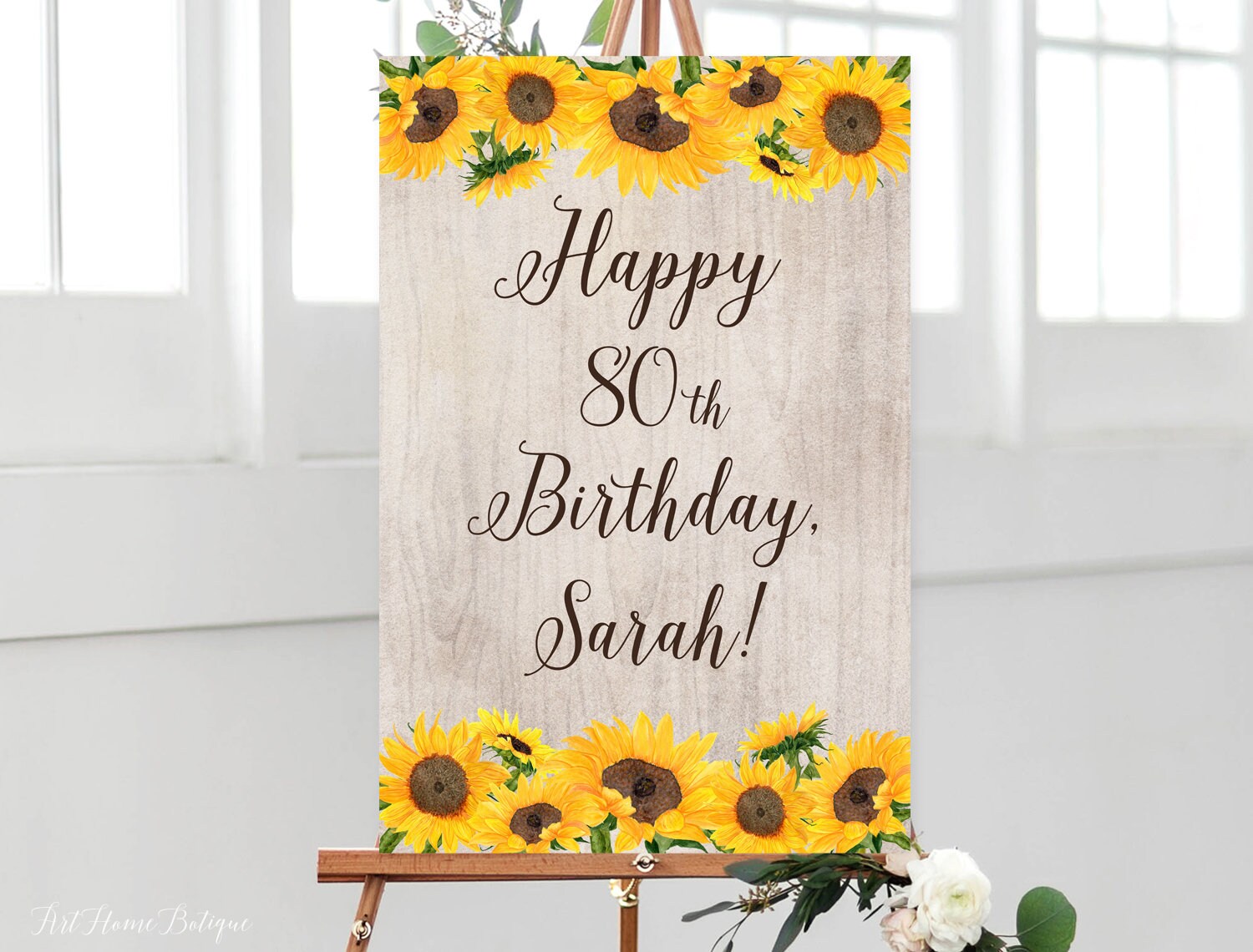 Rustic Sunflowers Happy Birthday Sign, Country Welcome Sign, Welcome to ...