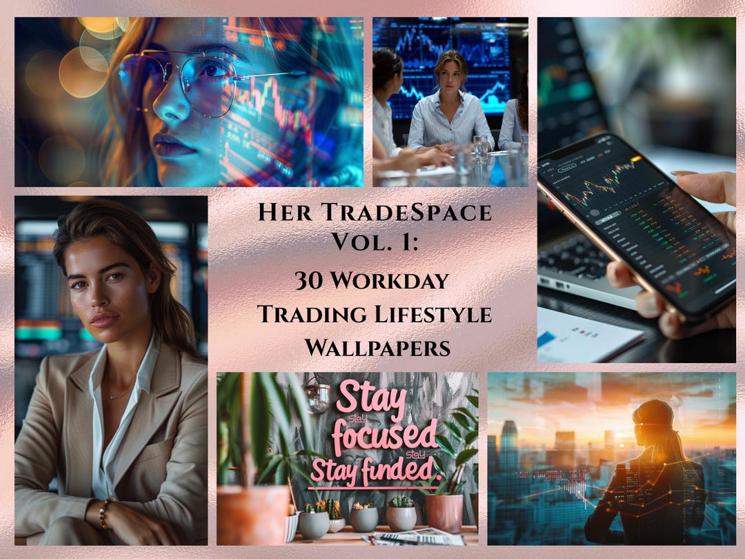 Her Tradespace Vol. 1: 30 Workday Trading Lifestyle Wallpapers | Home Office Scenes | Instant ...