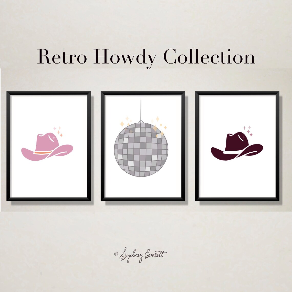 Retro Howdy Collection Digital Print Downloads (6 Designs) | Disco ...