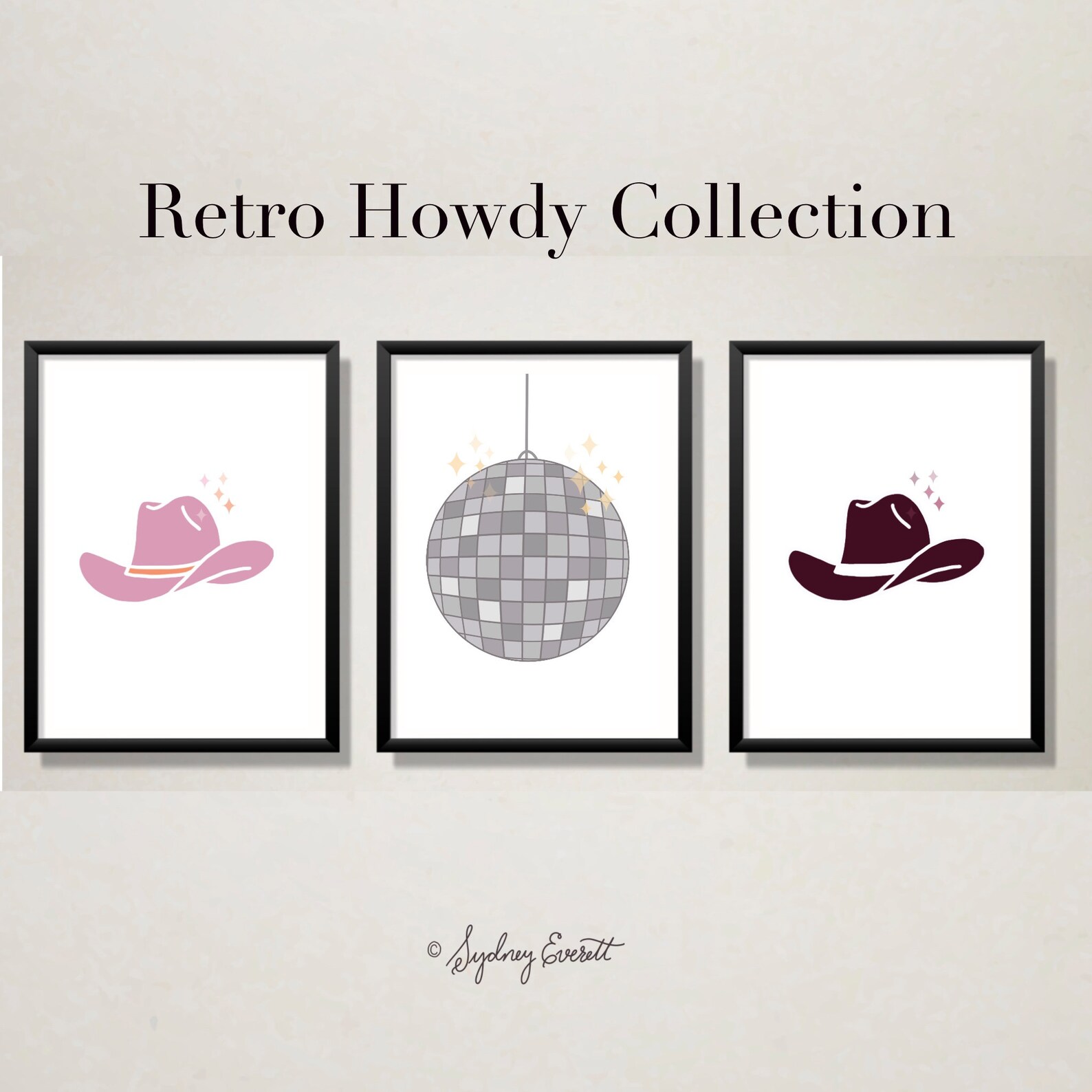 Retro Howdy Collection Digital Print Downloads (6 Designs) | Disco ...
