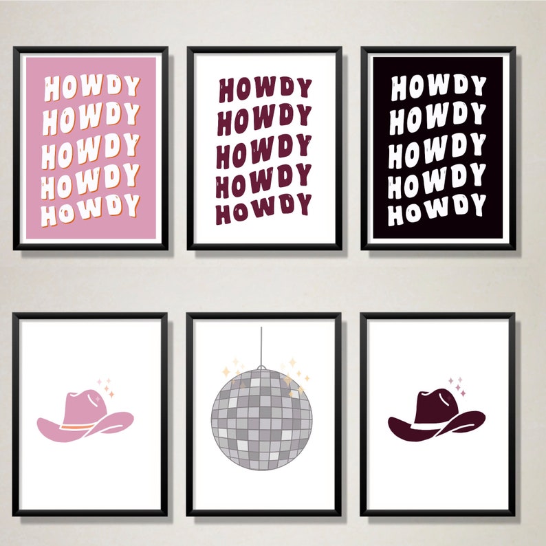 Retro Howdy Collection Digital Print Downloads (6 Designs) | Disco ...