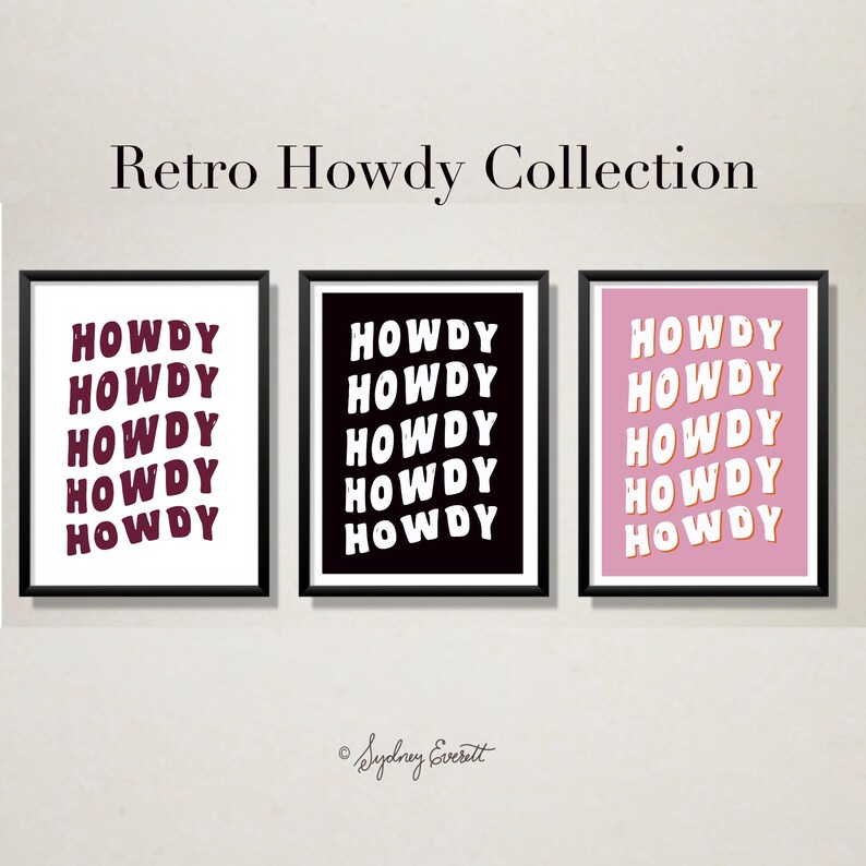 Retro Howdy Collection Digital Print Downloads (6 Designs) | Disco ...