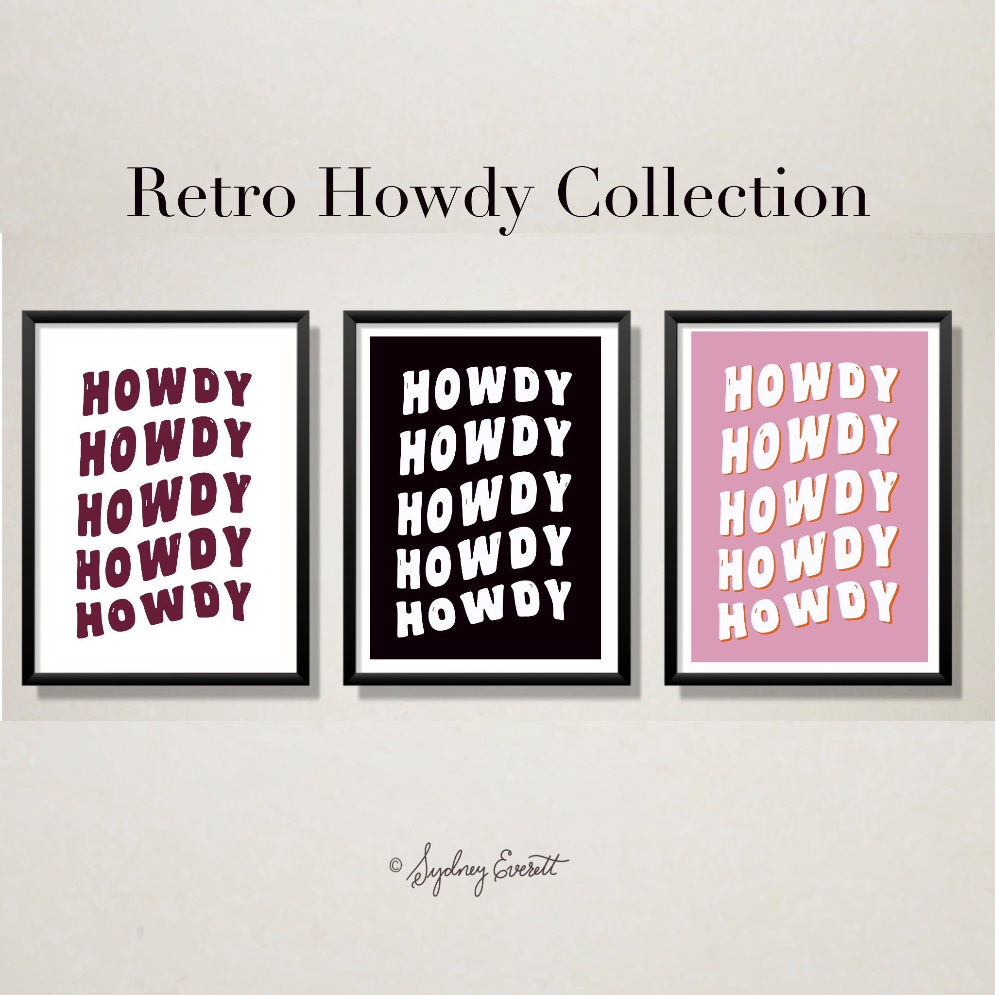 Retro Howdy Collection Digital Print Downloads (6 Designs) | Disco ...