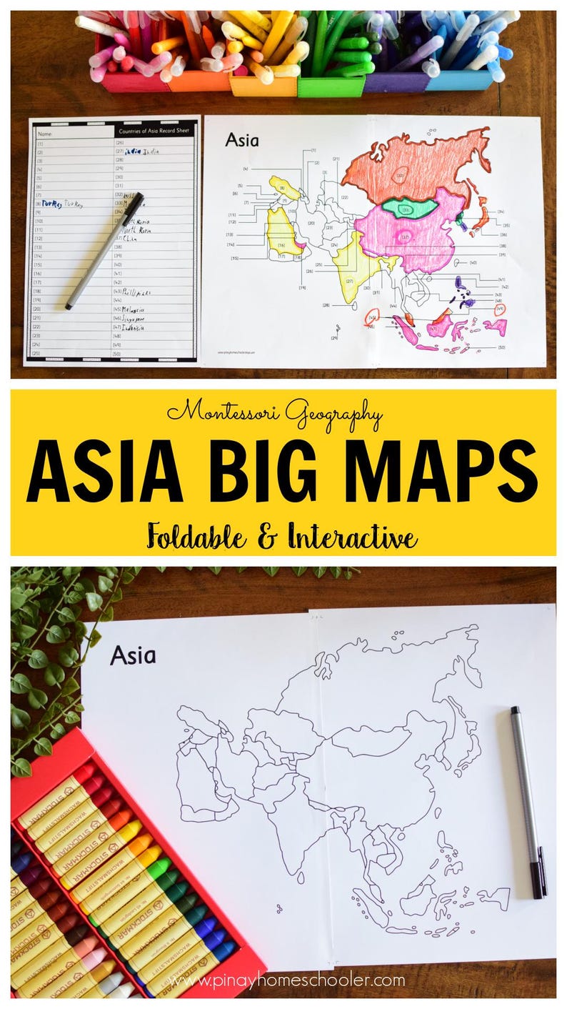 Montessori Maps of Asia - BIG Foldable - Etsy