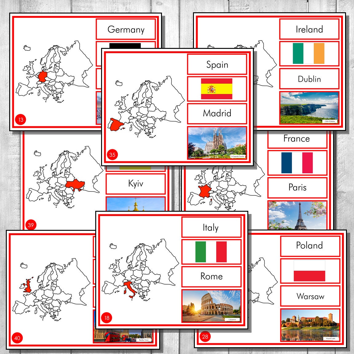 Montessori Europe Country Facts Puzzles - EDITABLE - Etsy