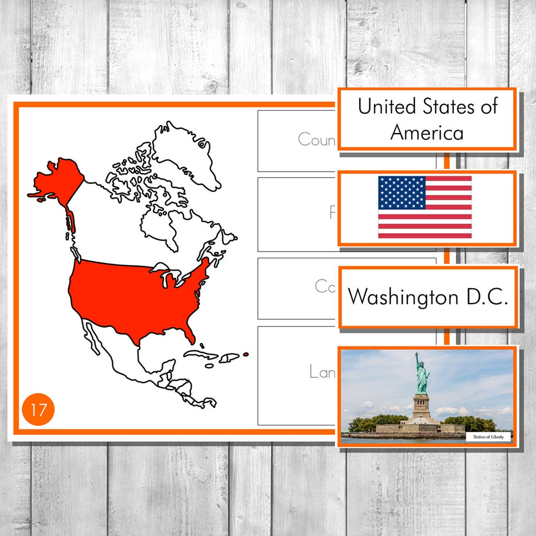 Montessori North America Country Facts Puzzles - EDITABLE - Etsy