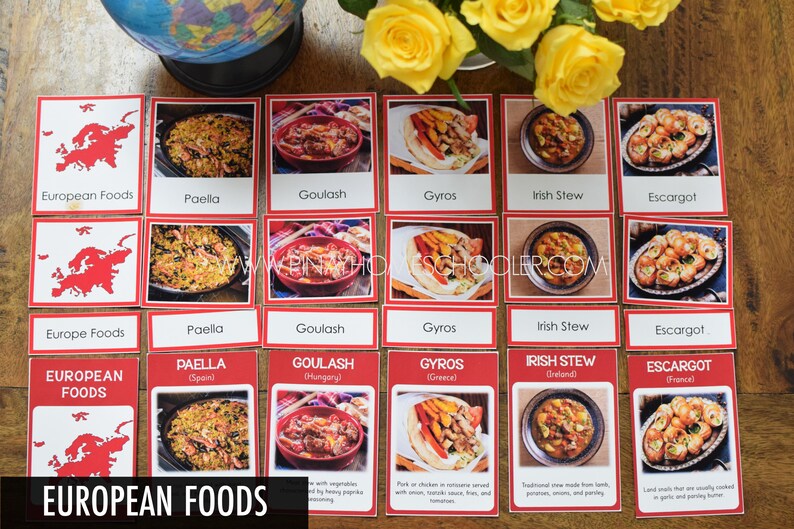 European Foods Montessori 3 Part Cards and Activity Sheets - Etsy