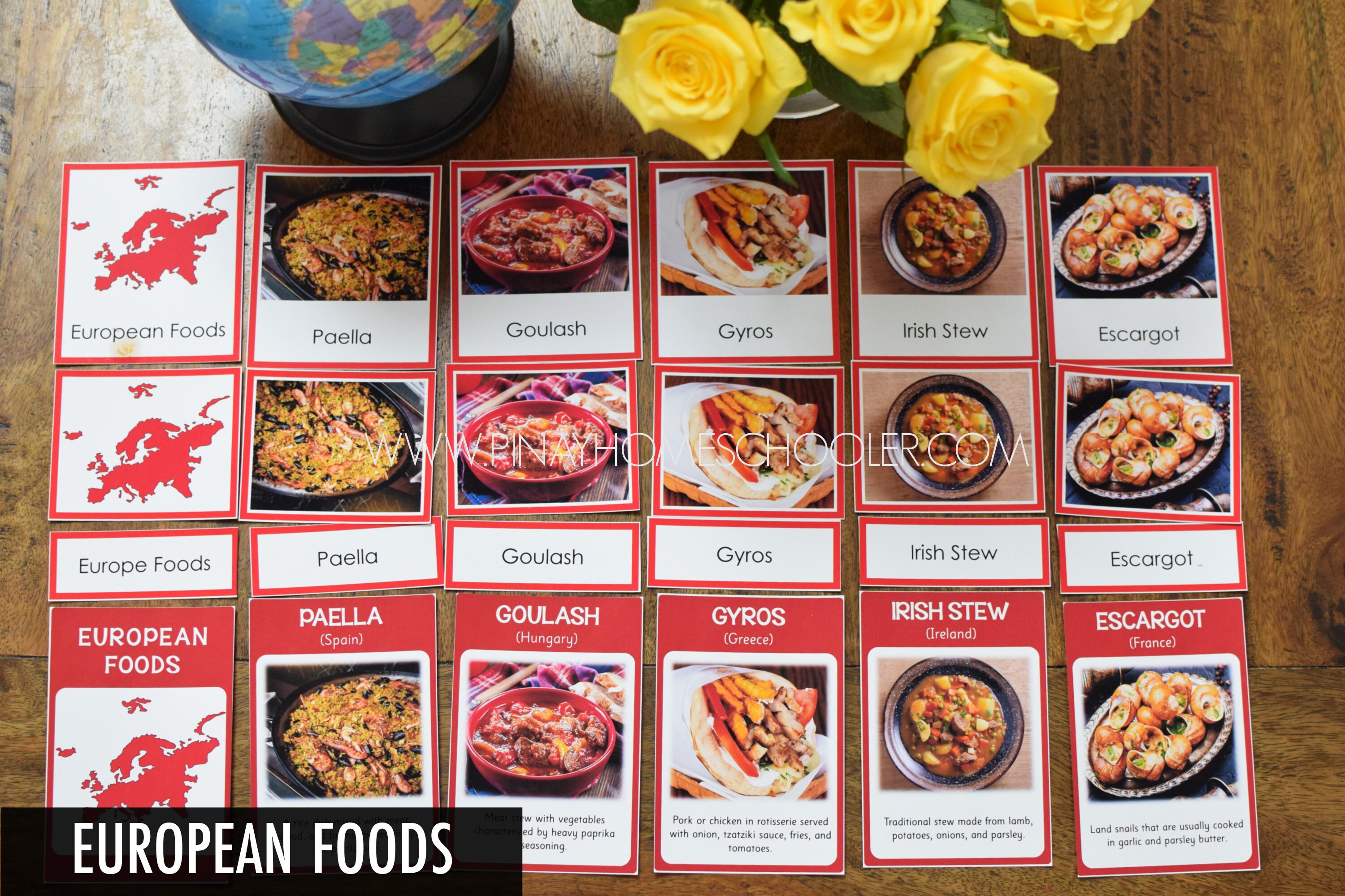 European Foods Montessori 3 Part Cards and Activity Sheets - Etsy