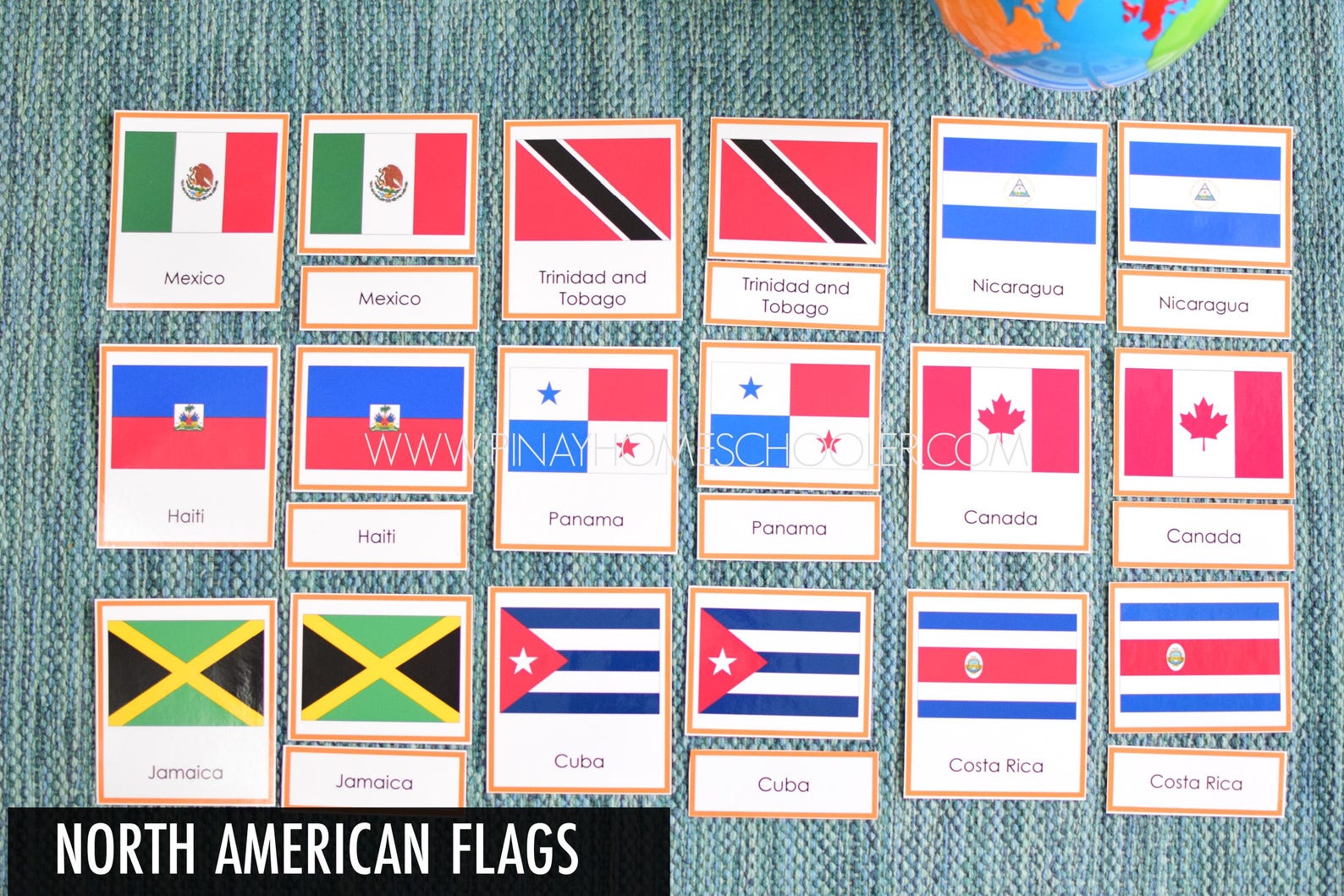 North American Flags Montessori 3 Part Cards - Etsy