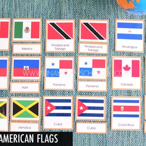 North American Flags Montessori 3 Part Cards - Etsy