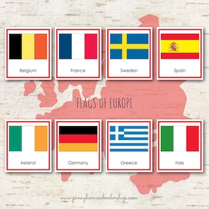 Montessori European Flags in 3 Part Cards and Blackline Masters - Etsy