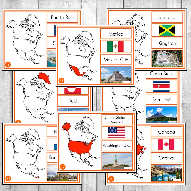Montessori North America Country Facts Puzzles EDITABLE - Etsy
