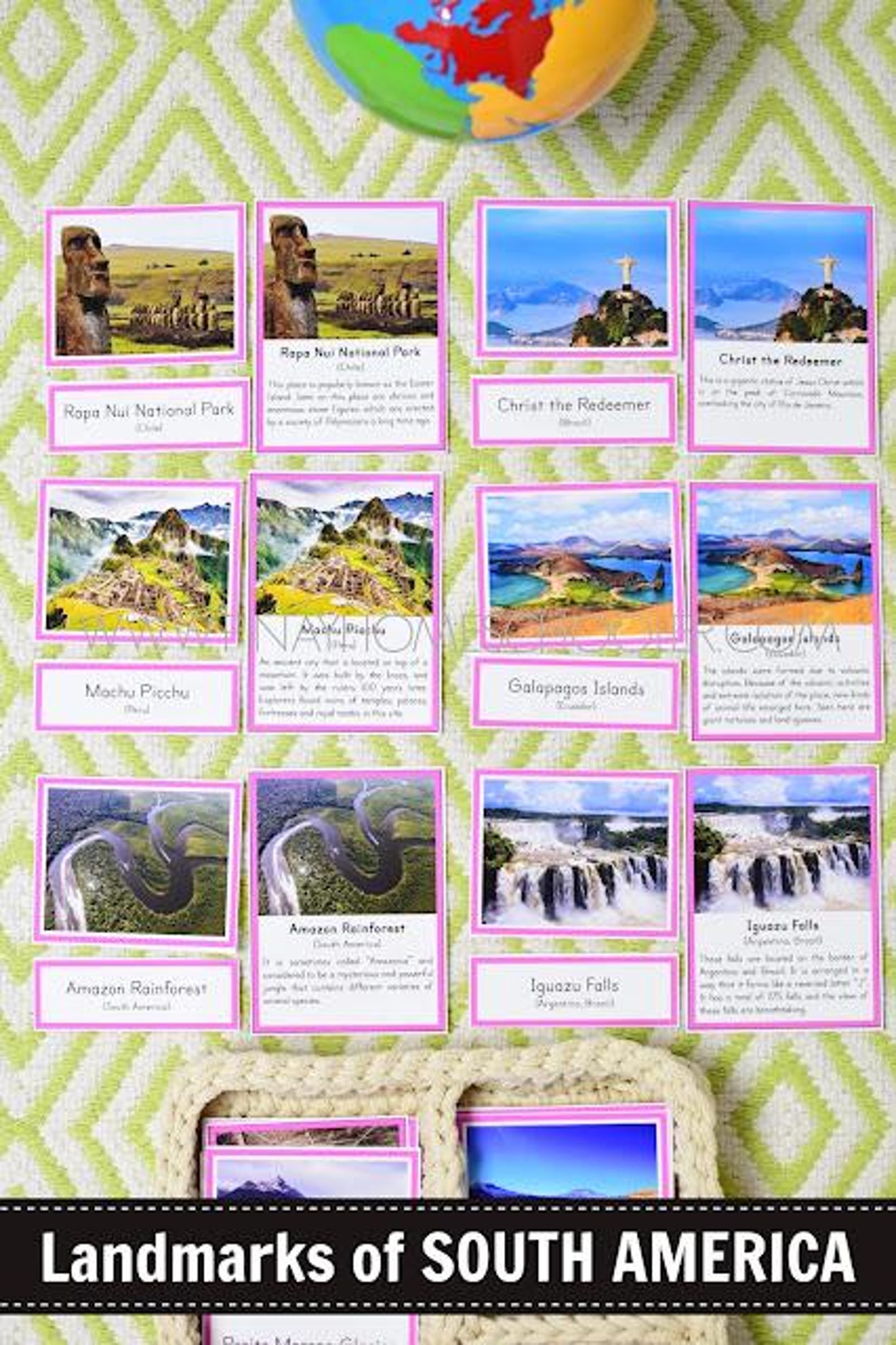 Landmarks of South America Montessori 3 Part Cards and Fact Cards - Etsy