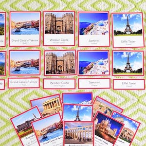 Landmarks of Europe Montessori 3 Part Cards and Fact Cards - Etsy