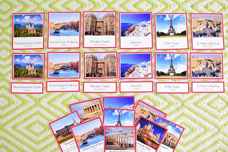 Landmarks of Europe Montessori 3 Part Cards and Fact Cards - Etsy