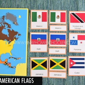 North American Flags Montessori 3 Part Cards - Etsy