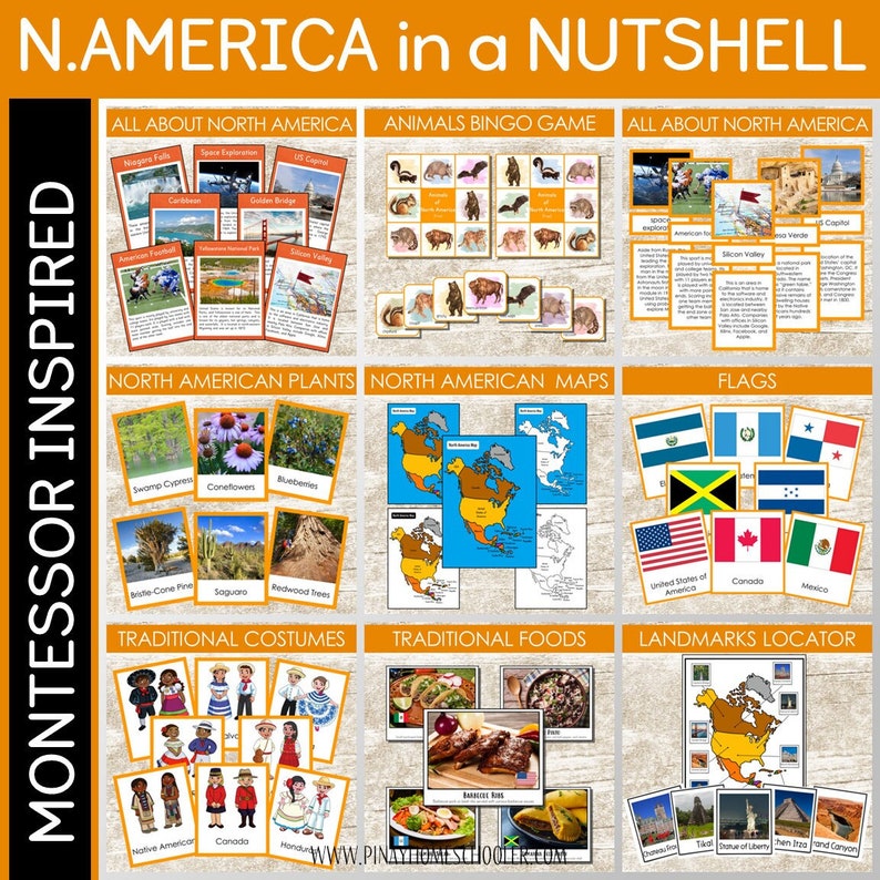 North America in a Nutshell - Montessori Continent Study - Etsy
