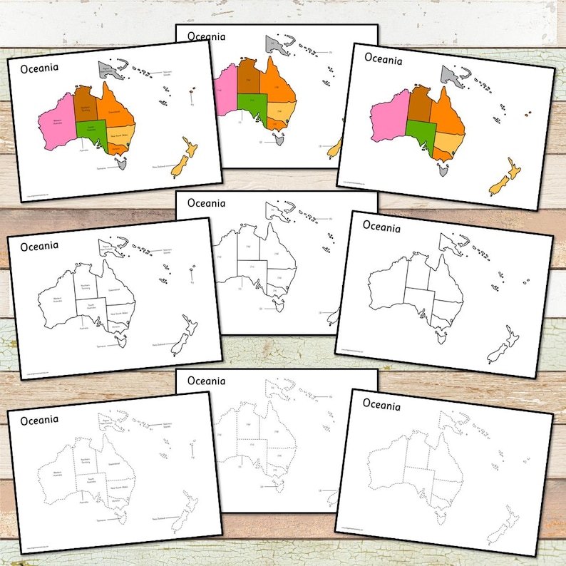 Montessori Maps of Oceania - BIG Foldable - Etsy