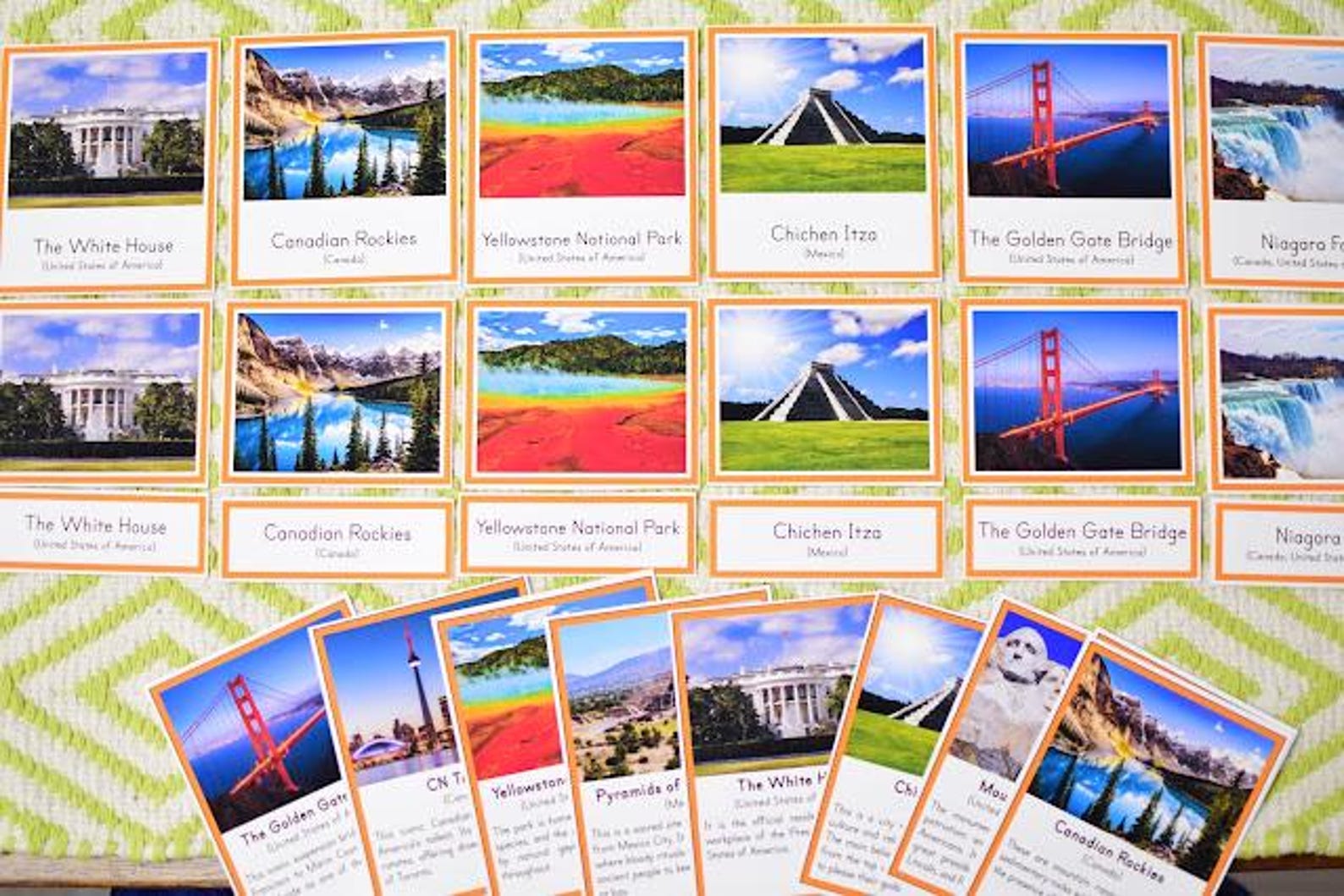 Landmarks of North America Montessori 3 Part Cards and Fact Cards - Etsy