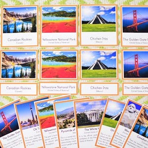 Landmarks of North America Montessori 3 Part Cards and Fact Cards - Etsy