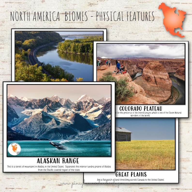 North America Biomes and Physical Features - Montessori Inspired - Etsy