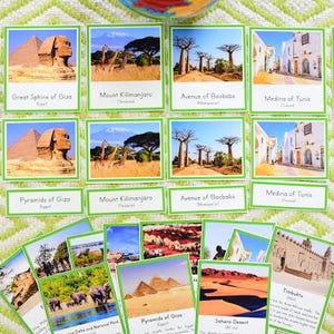 Landmarks of Africa Montessori 3 Part Cards and Fact Cards - Etsy