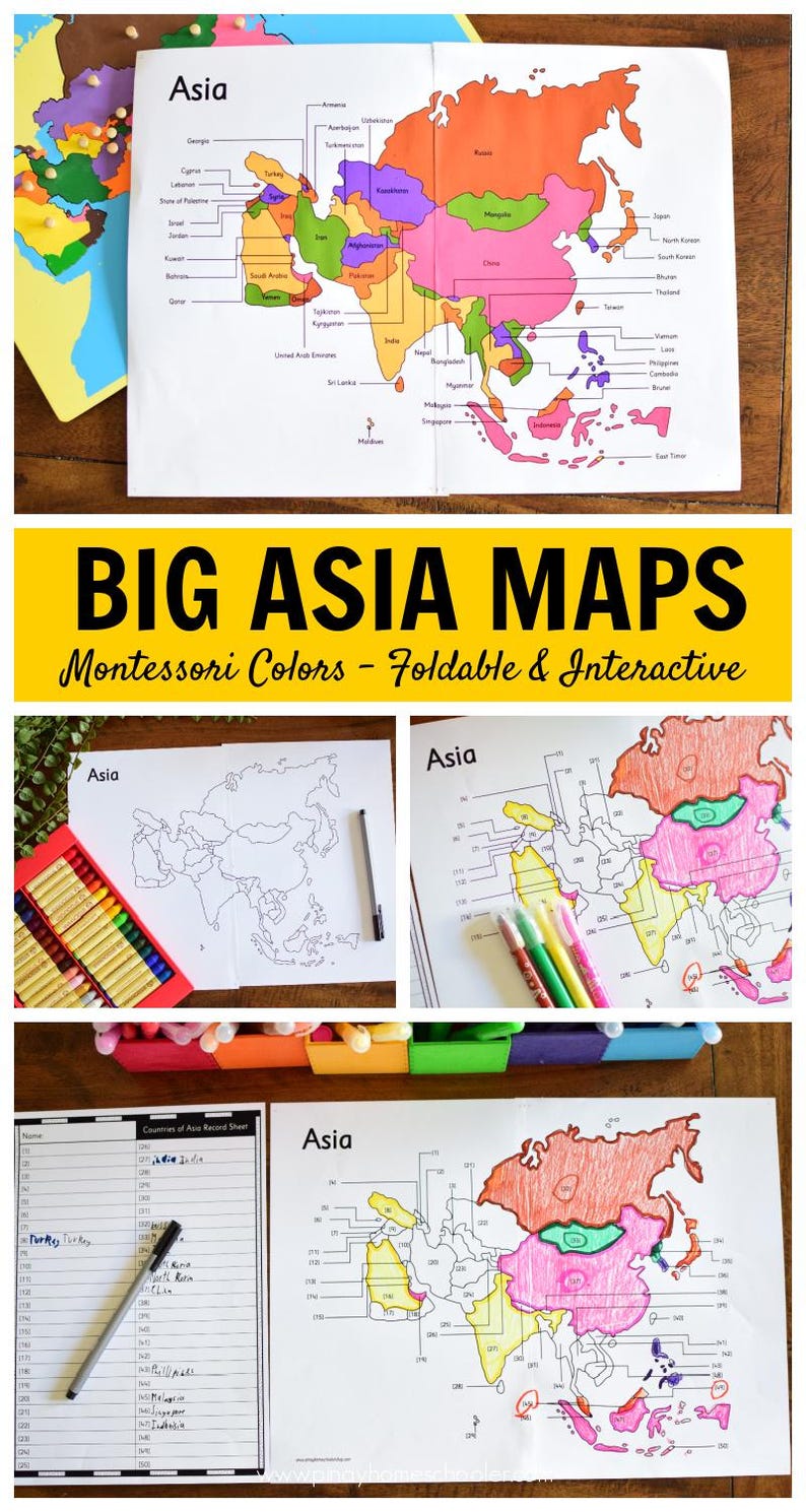 Montessori Maps of Asia - BIG Foldable - Etsy