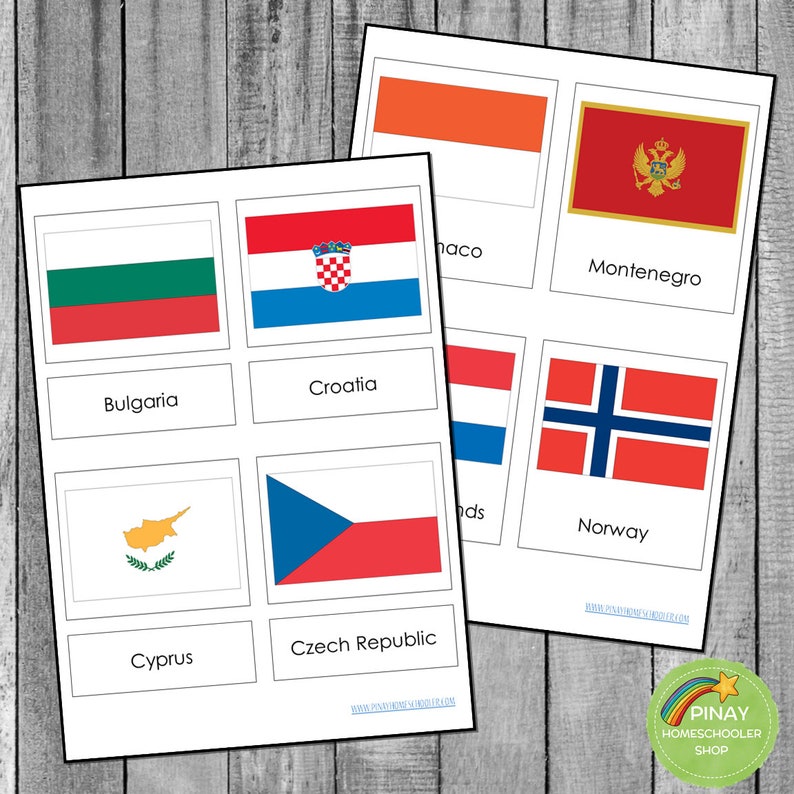 Montessori European Flags in 3 Part Cards and Blackline Masters - Etsy