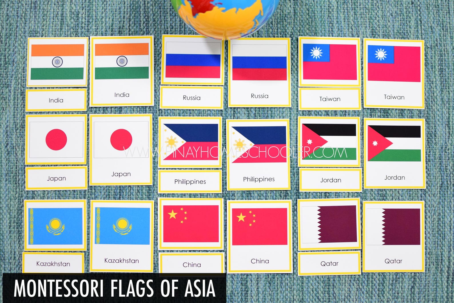 Montessori Asian Flags in 3 Part Cards and Blackline Masters - Etsy