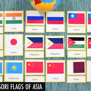 Montessori Asian Flags in 3 Part Cards and Blackline Masters - Etsy