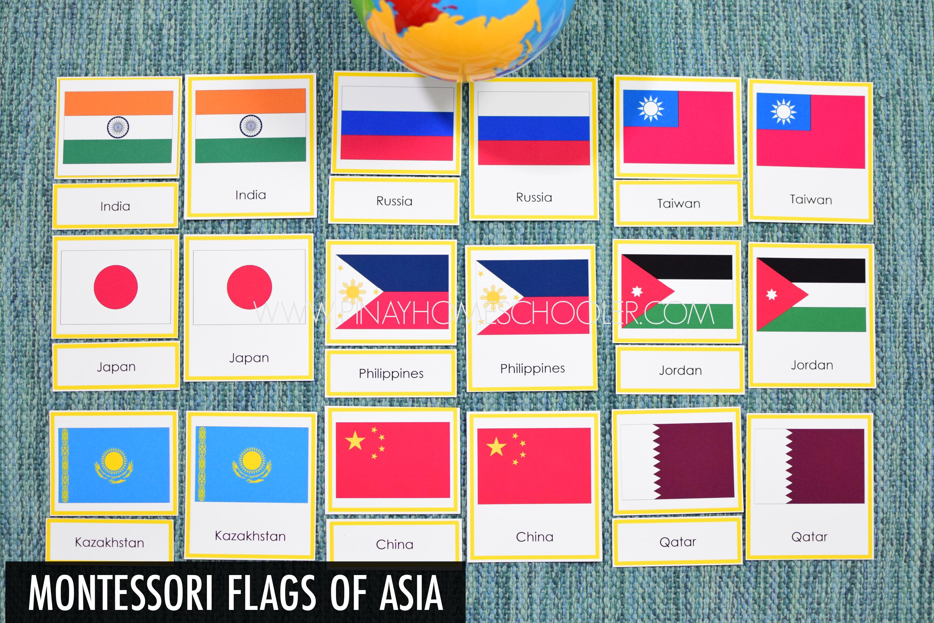 Montessori Asian Flags in 3 Part Cards and Blackline Masters - Etsy