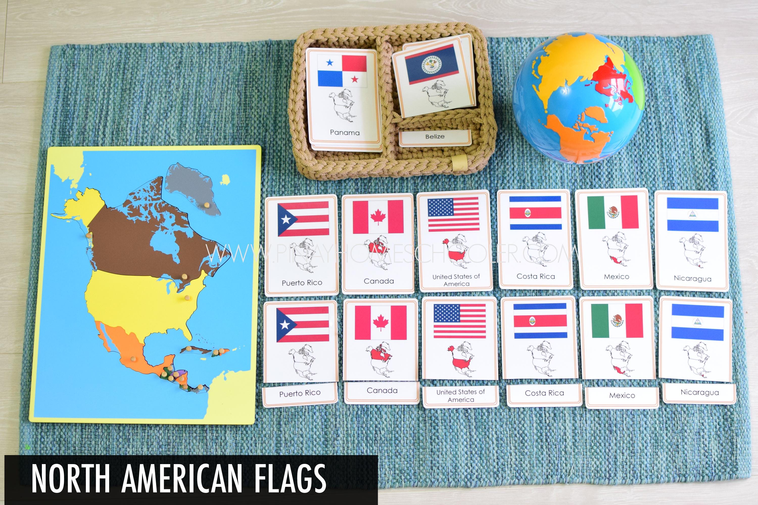 North American Flags Montessori 3 Part Cards - Etsy
