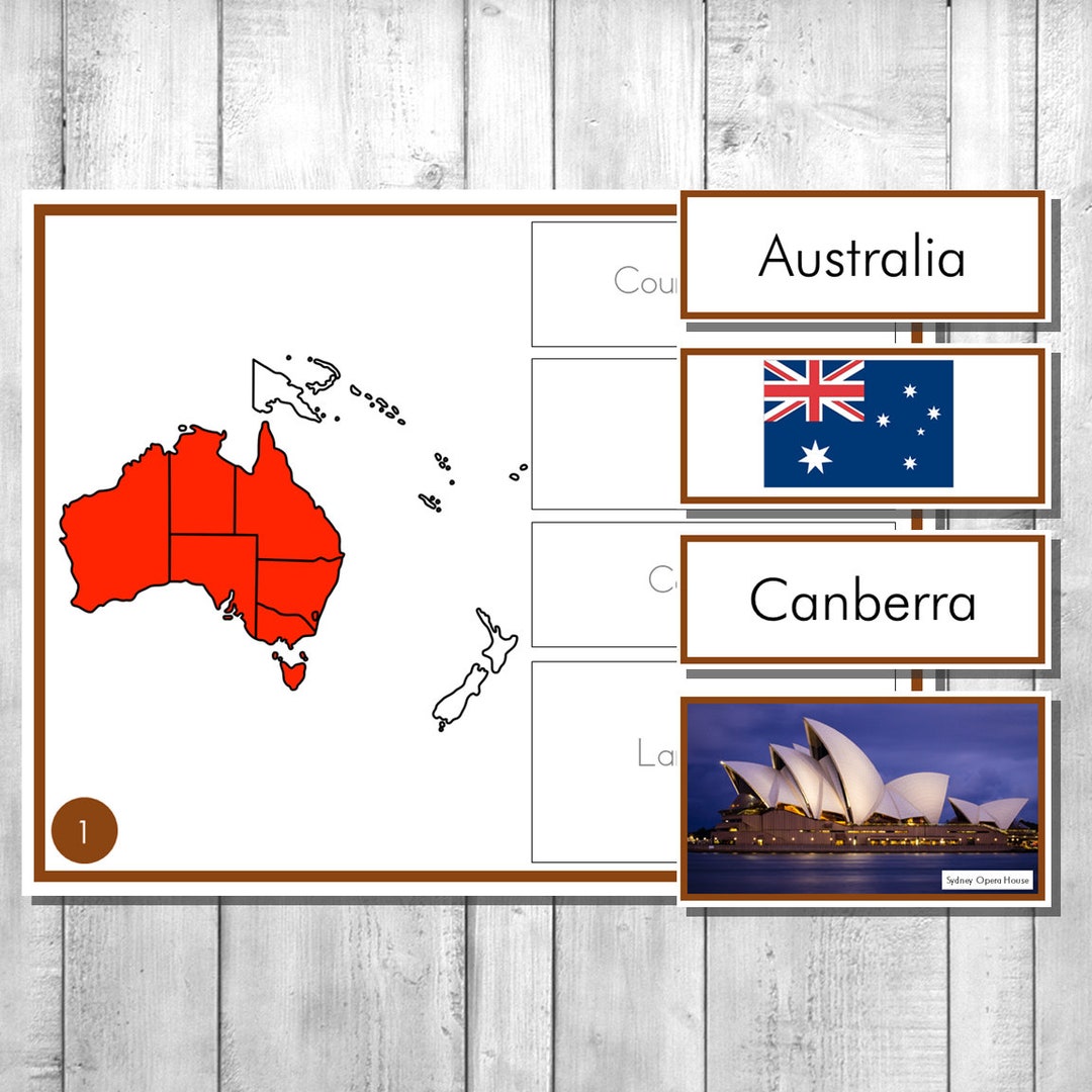 Montessori Oceania Country Facts Puzzles - EDITABLE - Etsy