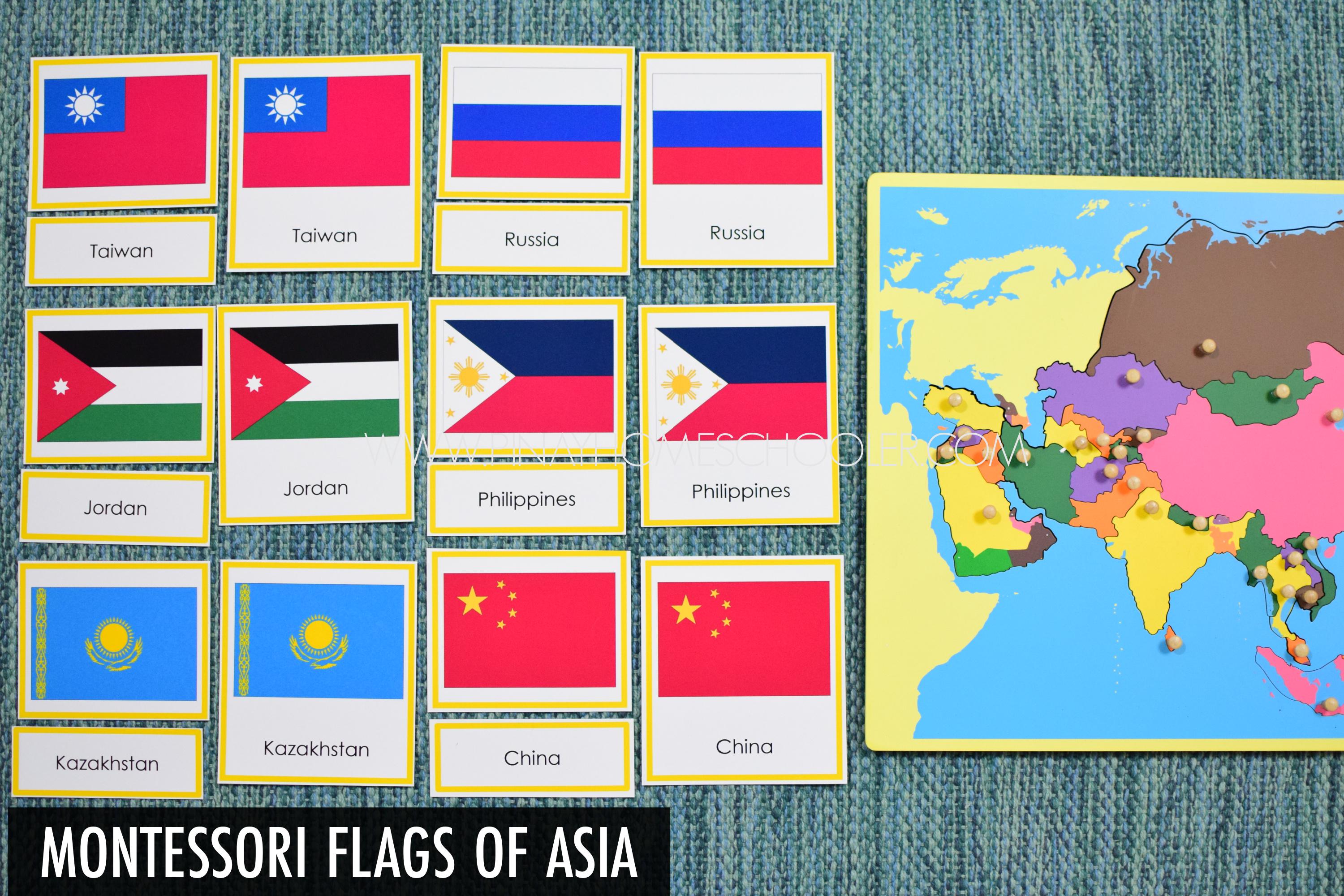 Montessori Asian Flags in 3 Part Cards and Blackline Masters - Etsy