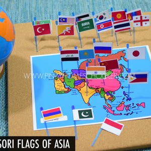 Montessori Asian Flags in 3 Part Cards and Blackline Masters - Etsy