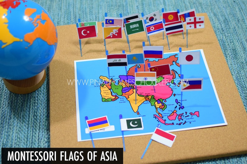 Montessori Asian Flags in 3 Part Cards and Blackline Masters - Etsy