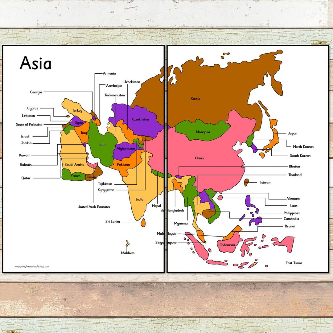 Montessori Maps of Asia - BIG Foldable - Etsy
