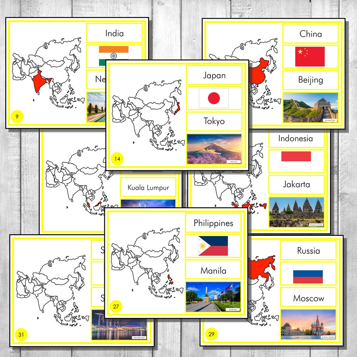 Montessori Asia Country Facts Puzzles - Etsy