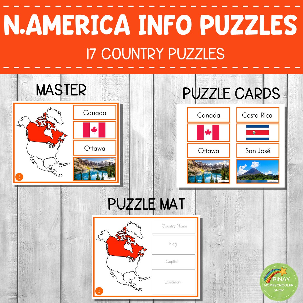 Montessori North America Country Facts Puzzles EDITABLE - Etsy