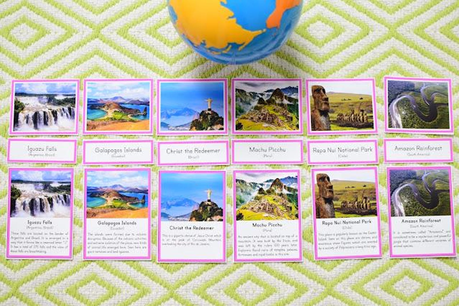 Landmarks of South America Montessori 3 Part Cards and Fact Cards - Etsy