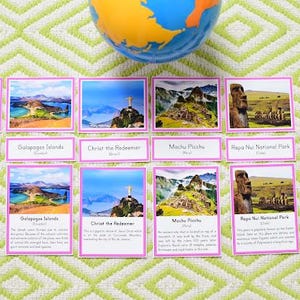 Landmarks of South America Montessori 3 Part Cards and Fact Cards - Etsy